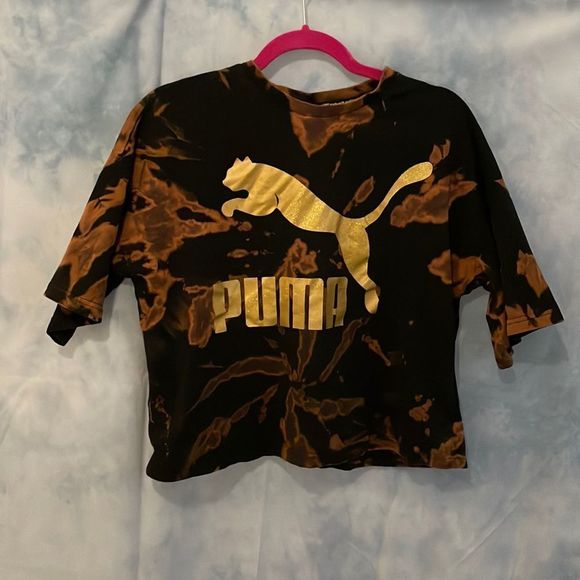 Puma | Tops | Pumaoversizedbleach Tie Dye Crop | Poshmark